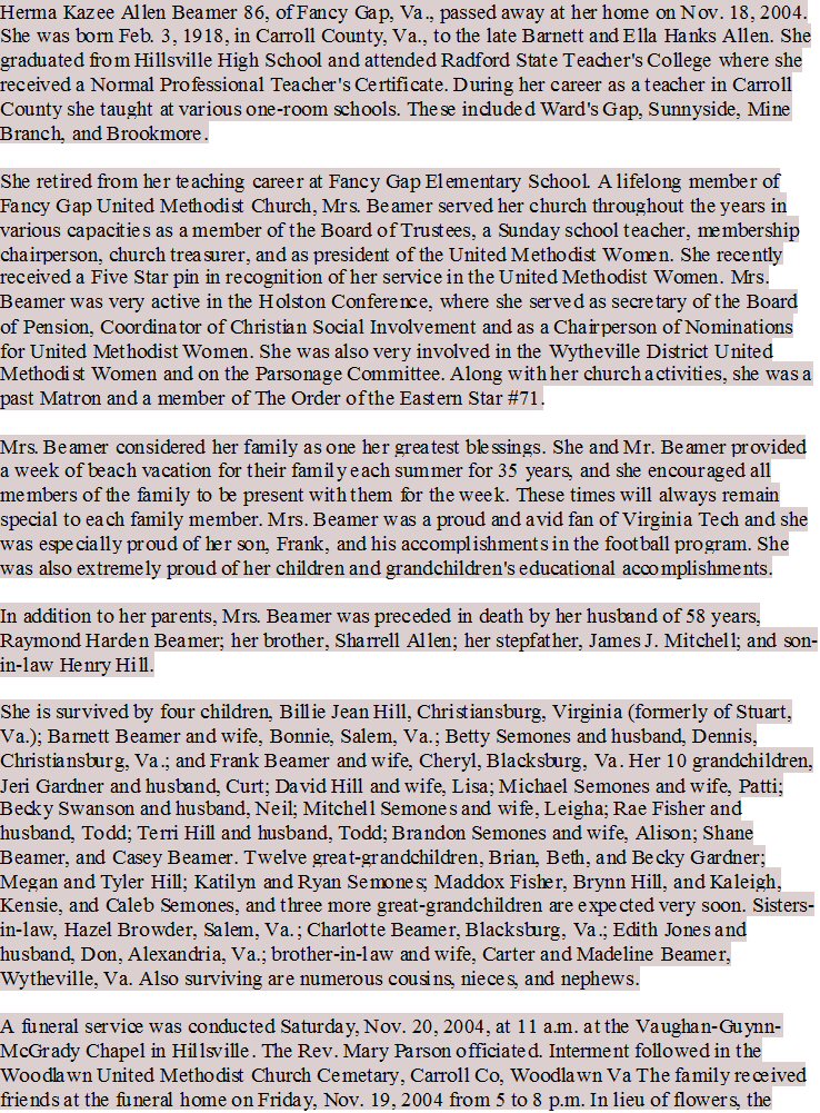 Herma Kazee Allen Beamer